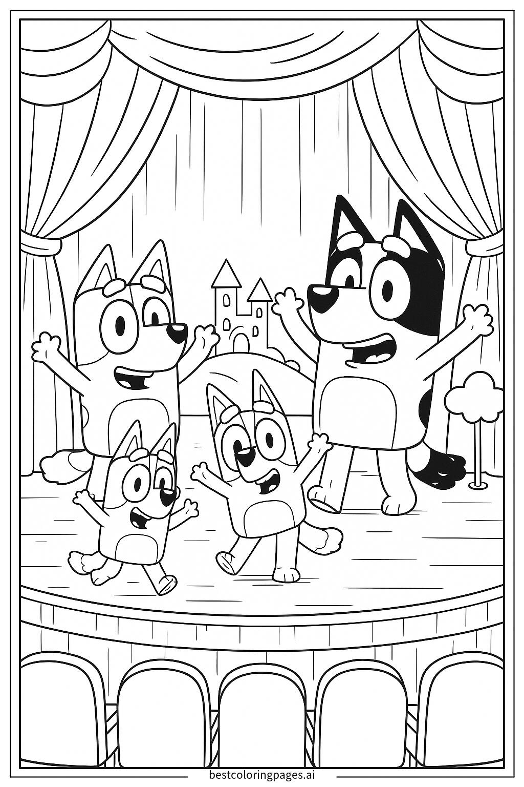 bluey family picture coloring page